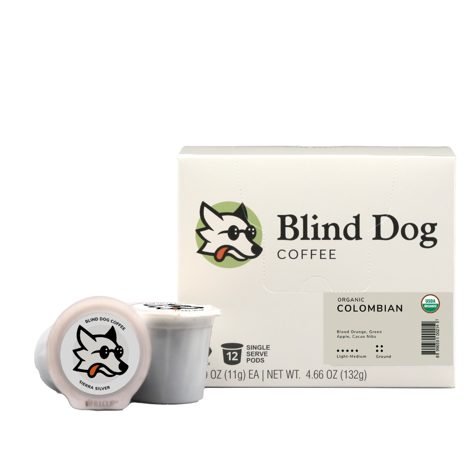 Blind Dog Coffee Colombian Organic Coffee Single Serve Cups 12-Pack